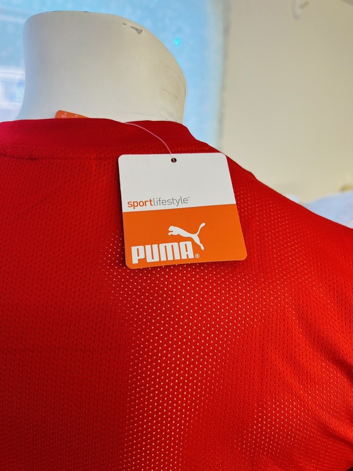 Adult New Puma Team Training, Sports Soccer T-Shirt Jersey Top - Red ...