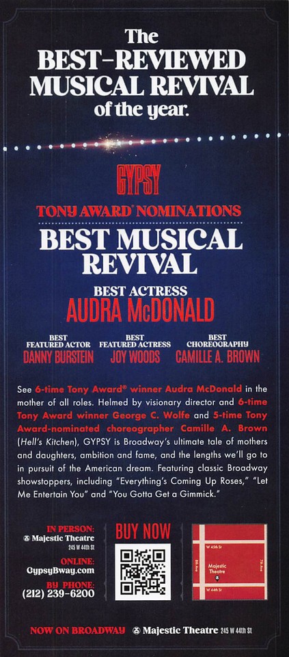 Gypsy the musical Audra McDonald Danny Burstein Ad Flyer Broadway New ...