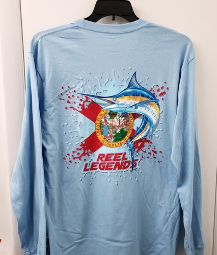 NWT Reel Legends Shirt Adult MD 19X29 Long Sleeve Marlin Logo Fishing ...