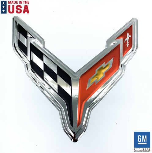 Chevrolet Corvette C8 Crossed Flags Logo Emblem Metal Sign - Licensed ...
