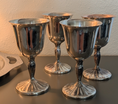 International Silver Co. Silverplate Goblets Set of 4 Floral Stem ...