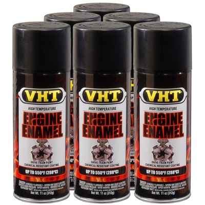 VHT High Temp Paint VHTSP130 (6-PACK); Engine Enamel 11oz Flat Black ...