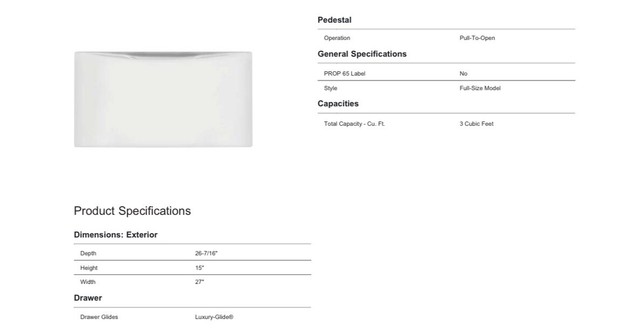 Electrolux EPWD257UIW Washer Pedestal - Island White for sale online | eBay