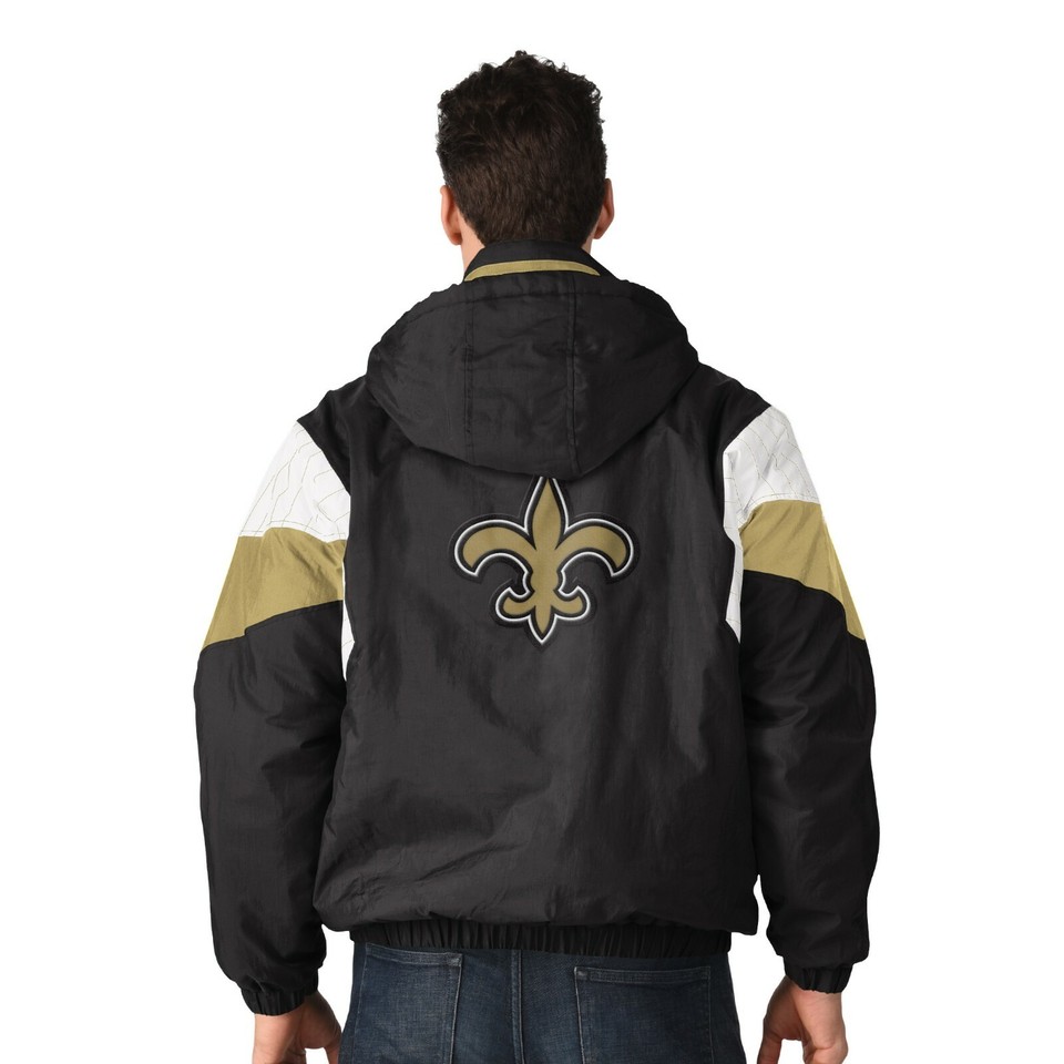 New Orleans Saints VINTAGE BREAK-OUT Hooded Full Zip/Button NFL Jacket ...