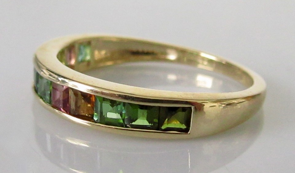 9ct Gold Ring - Ex TJC 9ct Gold Multi Semi Precious Gem Stones Ring ...