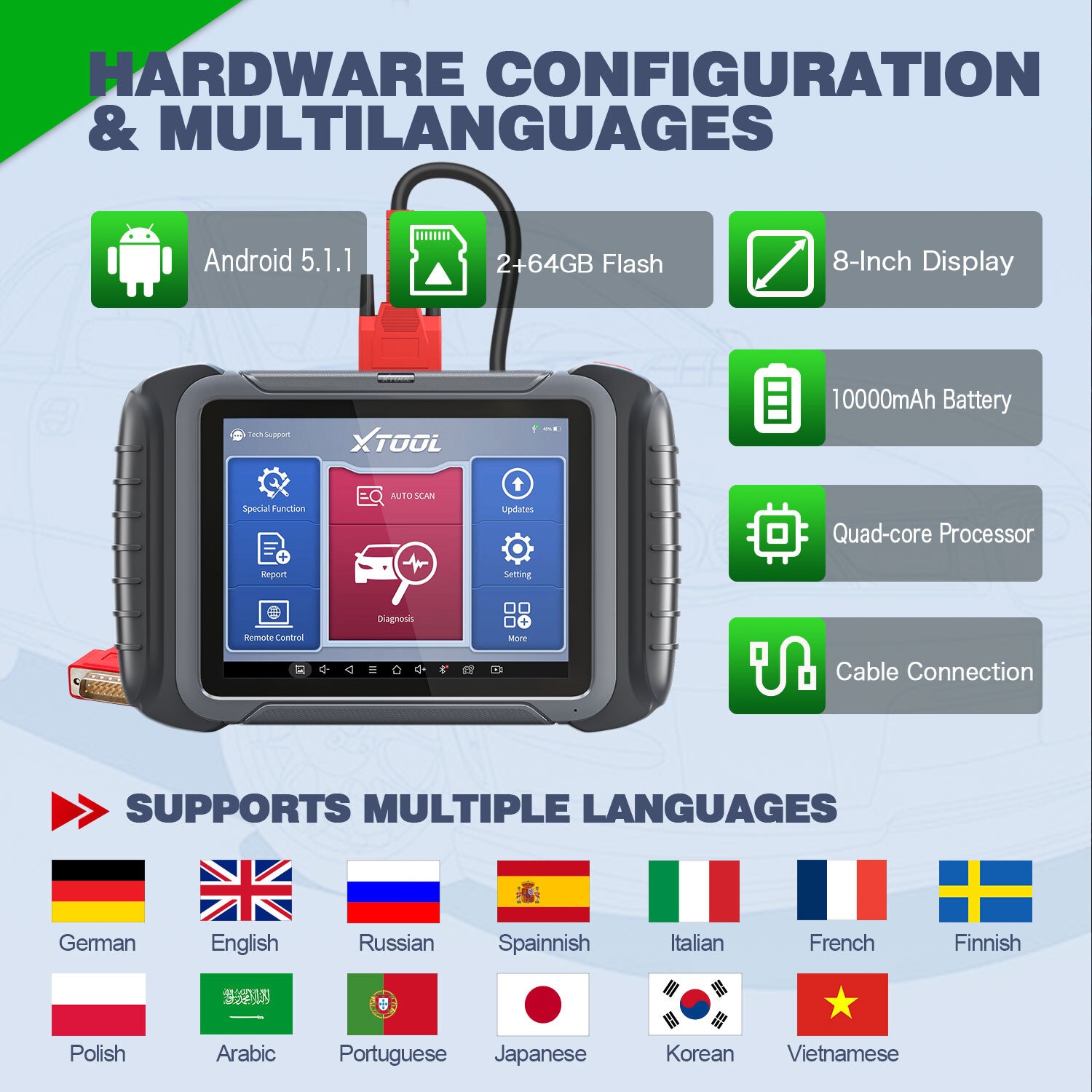 XTOOL D8 Auto Bi-Directional Scanner K~ey Programmings All System ...