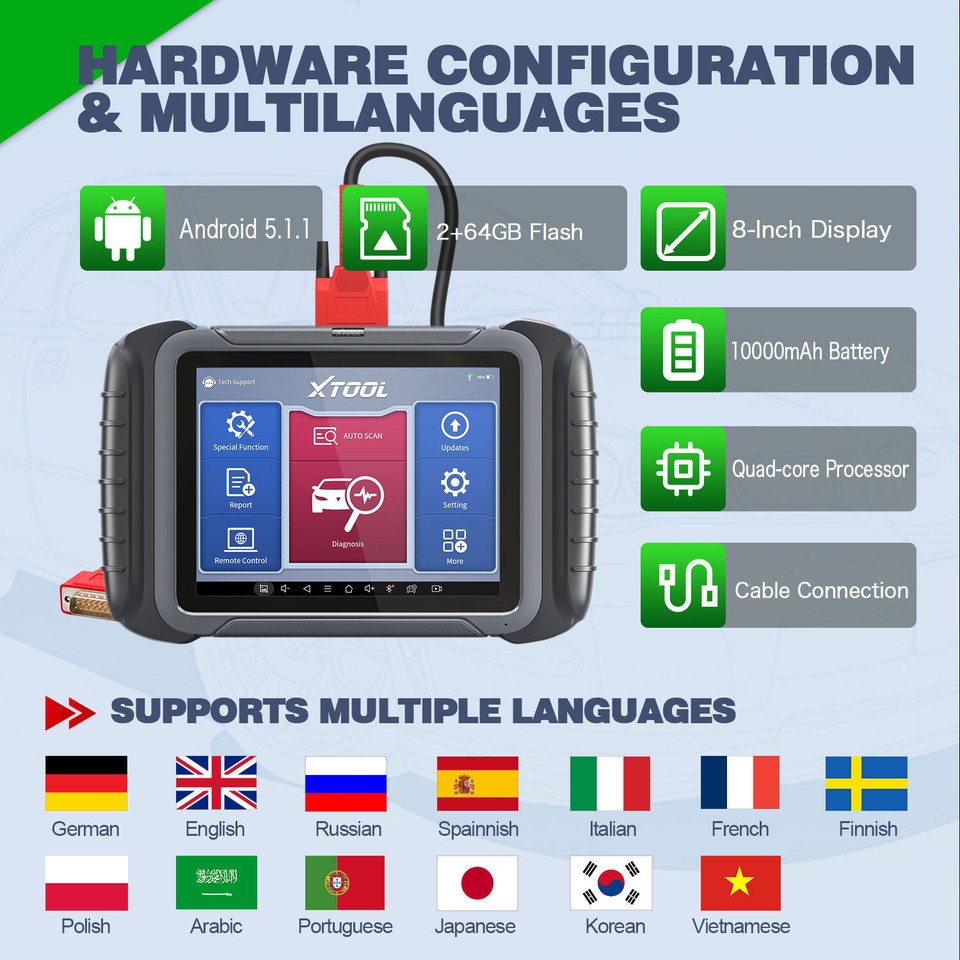 XTOOL D8 Bidirectional Diagnostic Scanner Tool E.CU Module Coding K*y ...