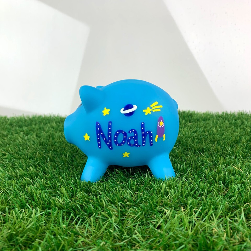Personalised PIGGY BANK Custom Themed Money Box Pot Fund Coins Hand ...