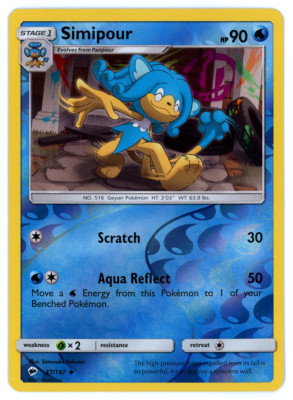 Pokemon Card Burning Shadows Simipour 37/147 Reverse Holo Uncommon - NM ...