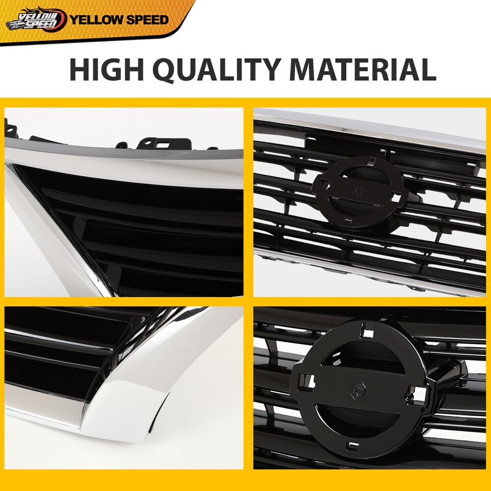 Fit For 2013-2015 Nissan Sentra Grille Chrome Shell W/ Black Insert ...