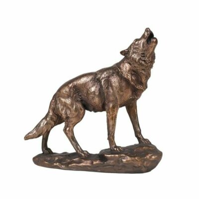 Pacific Giftware Animal World Howling Wolf Golden Finish Resin Figurine ...
