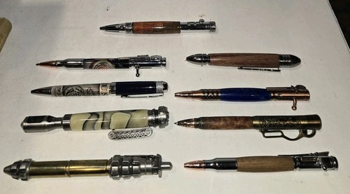 Collection of 9 Bolt Action Rifle Bullet Pens Ballpoint Ink Pens ...