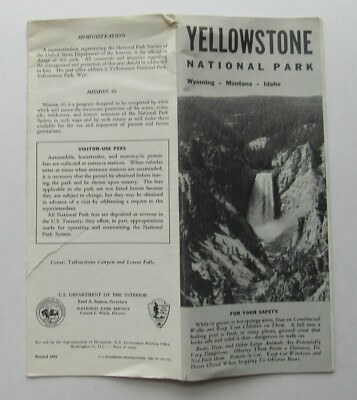 Travel Brochure For Yellowstone National Park Wyoming, Montana Idaho ...