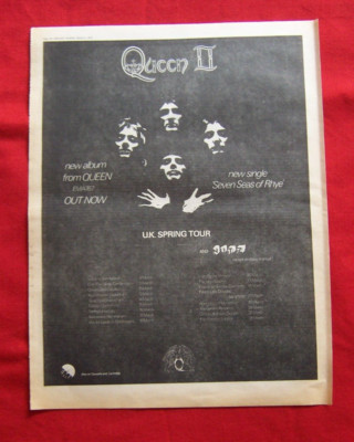 QUEEN 1974 QUEEN II ALBUM + UK TOUR DATES ORIGINAL VINTAGE PRESS ADVERT ...