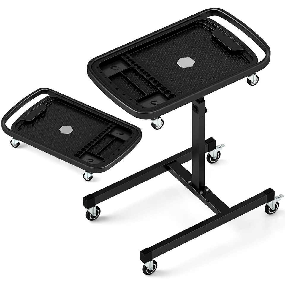 2-in-1 Rolling Tool Tray w/ Detachable Part Tray Portable Mechanic Tool ...