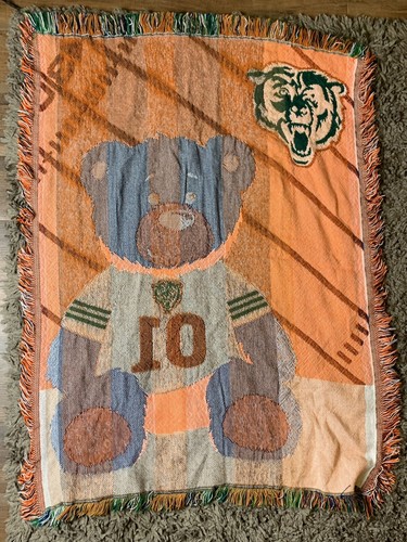 Chicago Bears Woven THROW BLANKET Tapestry NFL Teddy Bear | eBay