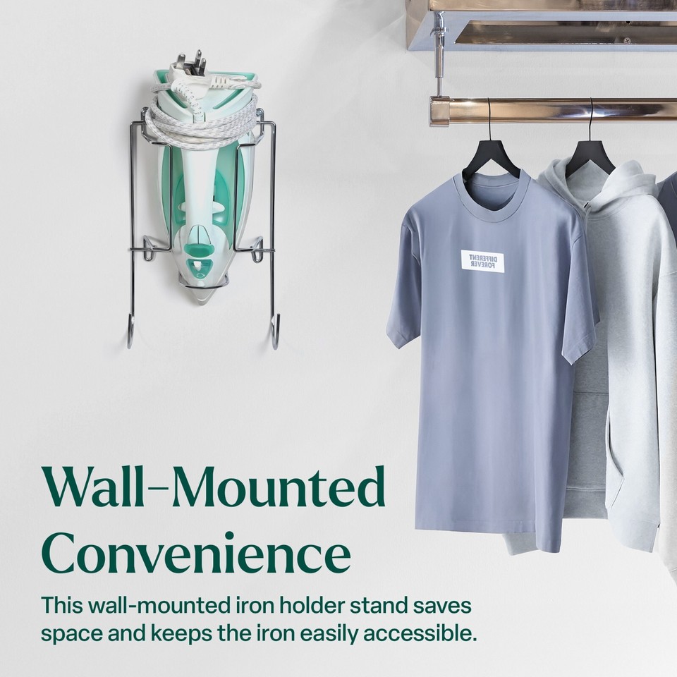 Door or Wall-Mounted Iron Holder Storage Steam Iron Stand Ironing Board ...