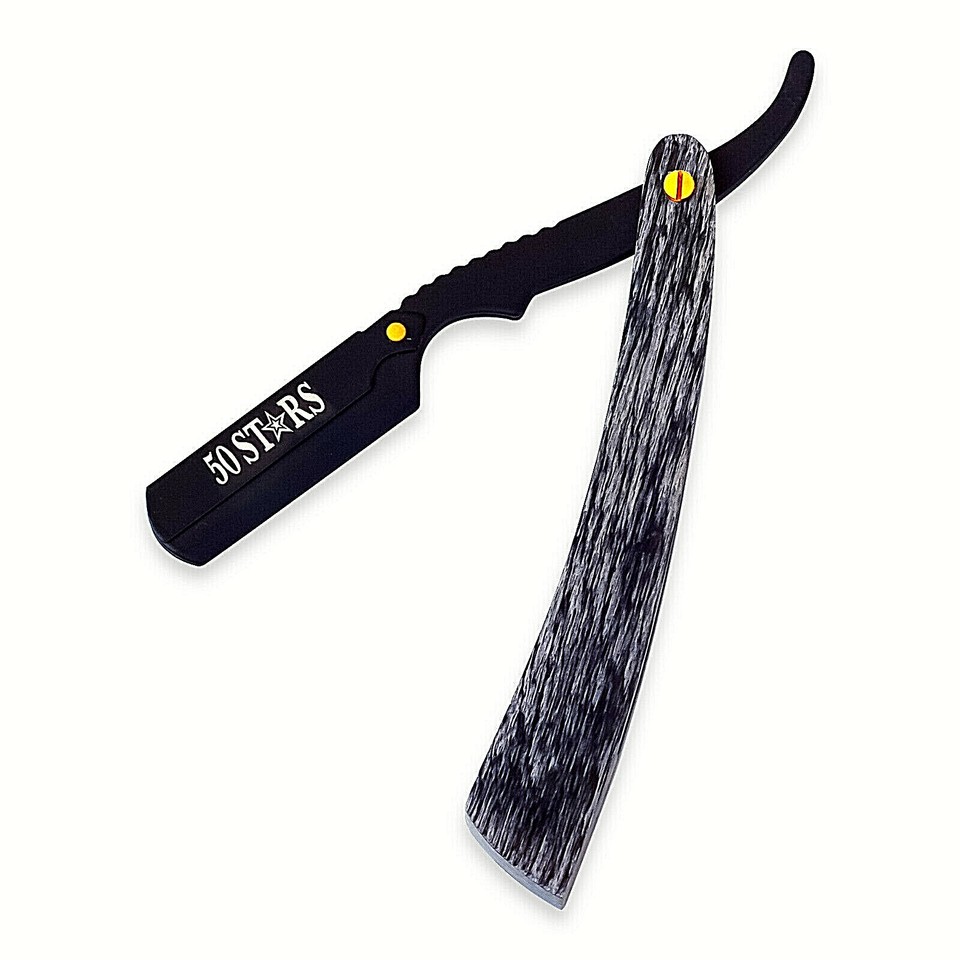 100 BLADES + CLASSIC WOODEN BARBER STRAIGHT RAZOR CUT THROAT SALON ...