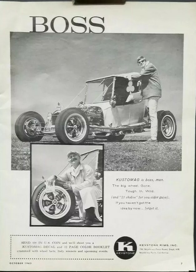 Vintage 60s KEYSTONE Hot Rod Muscle Car Mag Wheel Ad Original Magazine ...