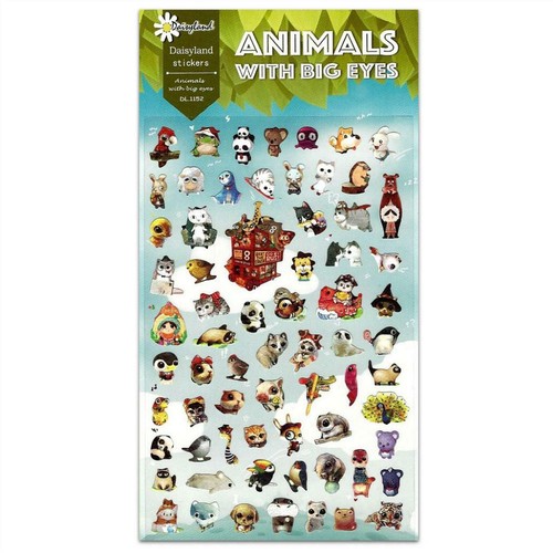 CUTE ANIMALS WITH BIG EYES STICKERS Paper Sticker Sheet Kawaii Craft ...