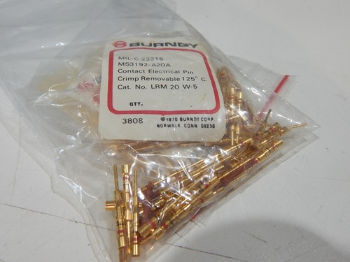BURNDY LRM20W-5 GOLD PIN MS3192-A20A MIL-C-23216 - LOT OF 5 CONNECTOR ...