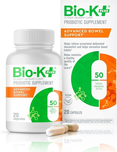 4 x Bio-K Plus Probiotic Supplement 50 Billion CFU - Vegan 20 Capsules ...