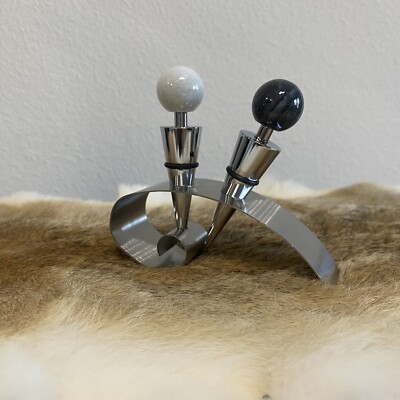 Marble Bottle Stopper Set White & Black Tres Gourmet Open box | eBay