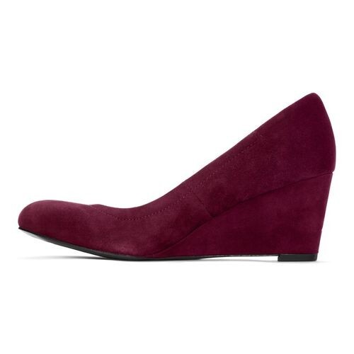 Vionic LUX CAMDEN Wedge Red Heels Comfort & Style In Rich Merlot Suede ...
