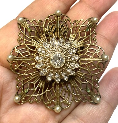 11.277 Vintage brooch, from Hidden Heart. Filigree, gilding | eBay