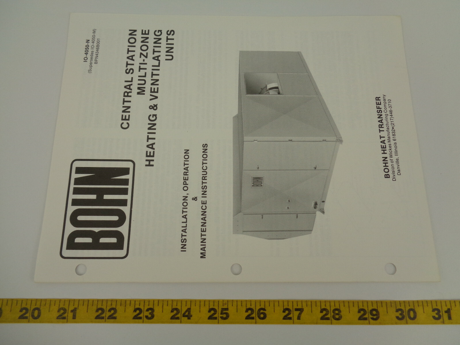 BOHN Central Station Multi-Zone Heating Ventilation Unit IO-4050-N ...