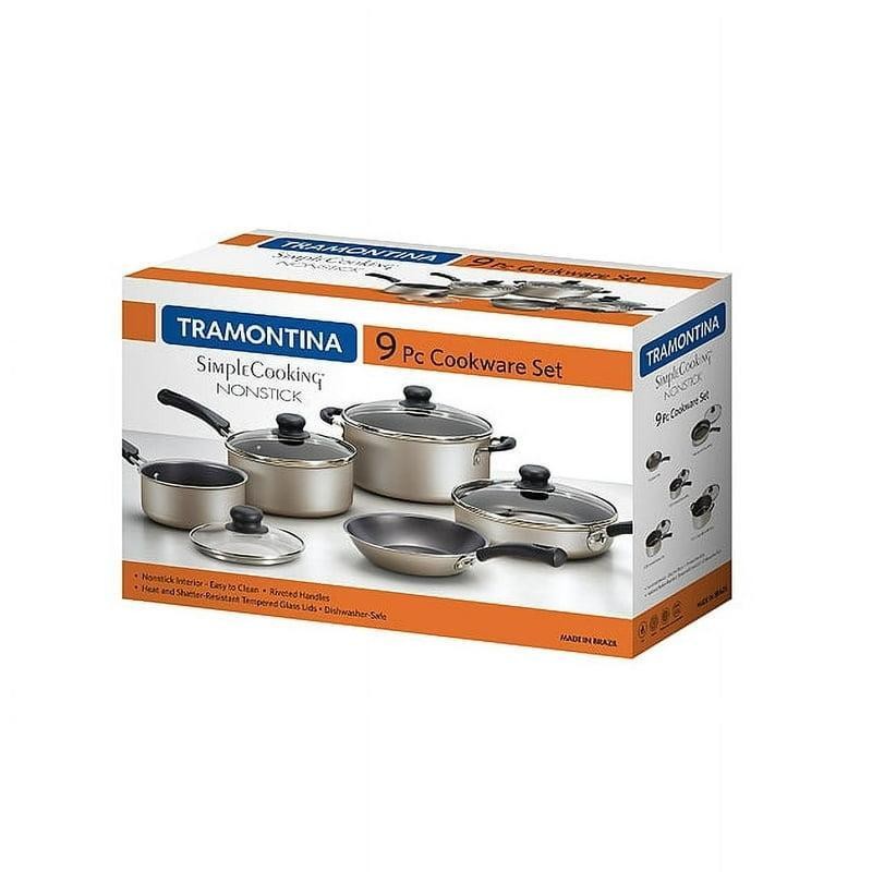 9-Piece Non-Stick Cookware Set Easy Clean Riveted Handles Tempered ...