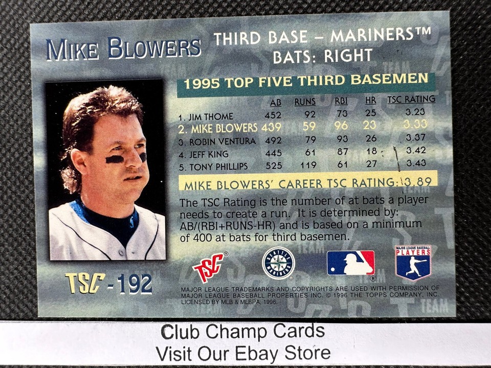 1996 #TSC-192 Mike Blowers Topps Stadium Club Baseball Mariners | eBay