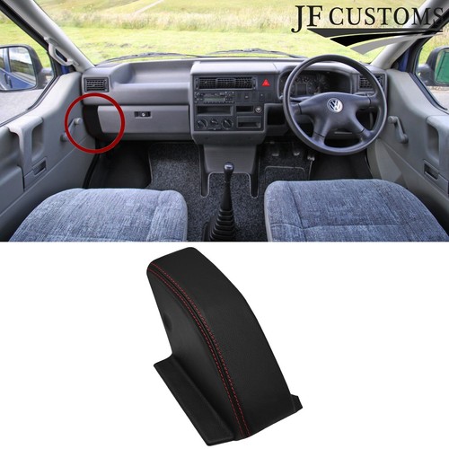 RED STITCH LEATHER GLOVE BOX END TRIM PANEL COVER FOR VW T4 TRANSPORTER ...