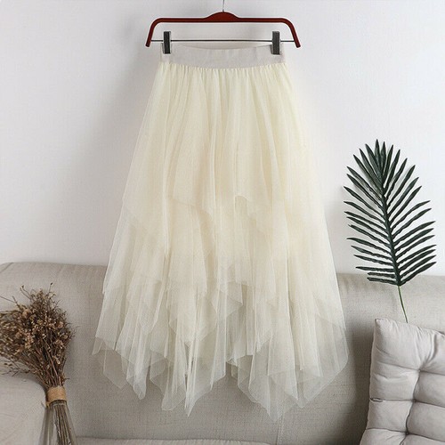 Women Maxi Mesh Tulle Tutu Skirt Layered Pleated Party Elegant Ladies ...