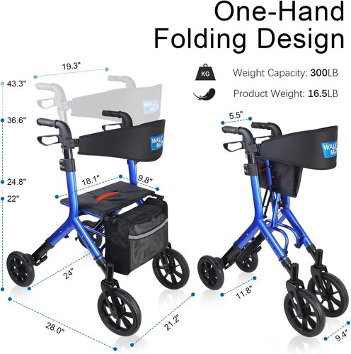 Walk Mate Rollator Pro Walker for Seniors Taller 5~7ft W/ Height ...