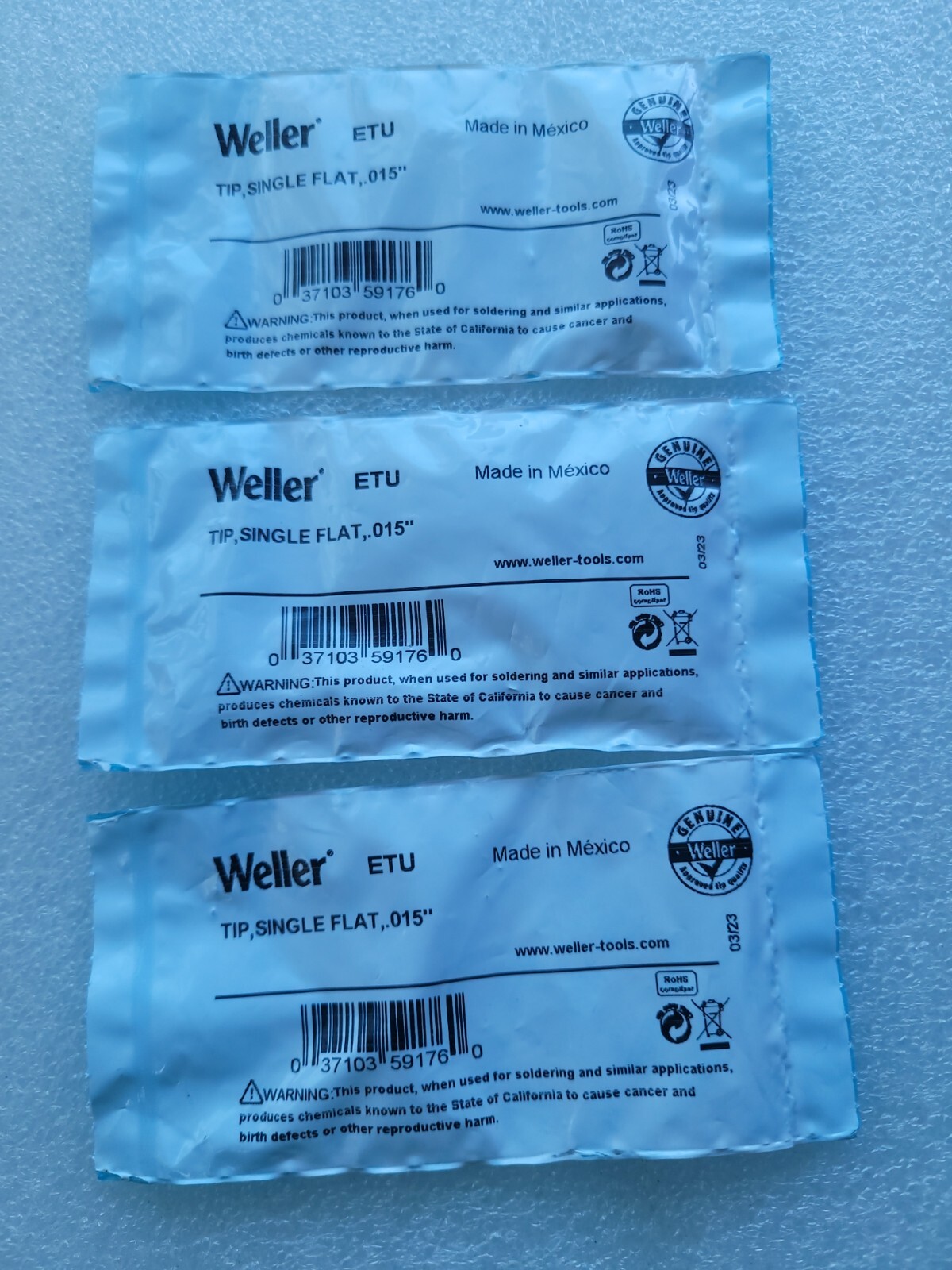 3X ORIGINAL Weller ETU Solder Soldering Tip fits StationsWES51,PES50&51 ...