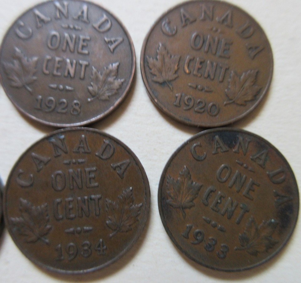 Set of Canada Small Cents GV 11 Coins. 1920-1936 i/c 1921, 1927 1931 ...