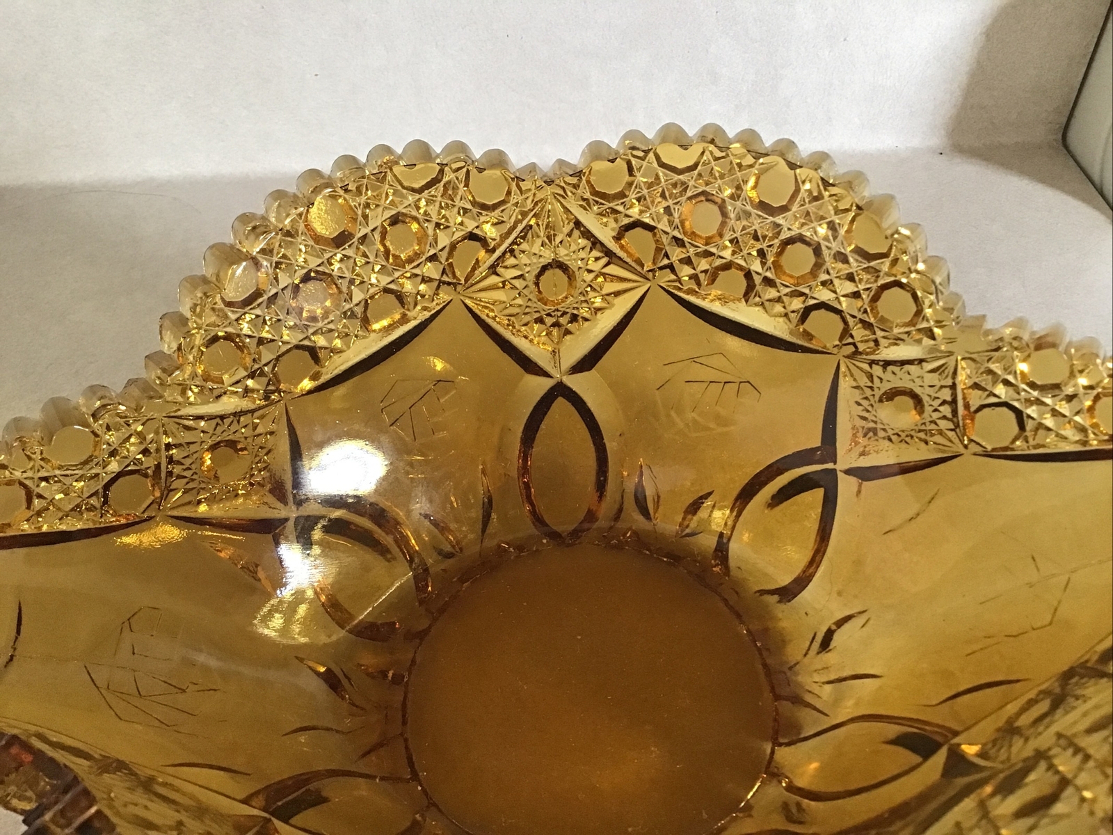 Vintage Amber Glass Bowl Kemple Glass Wheatonware Napoleon Hat ...