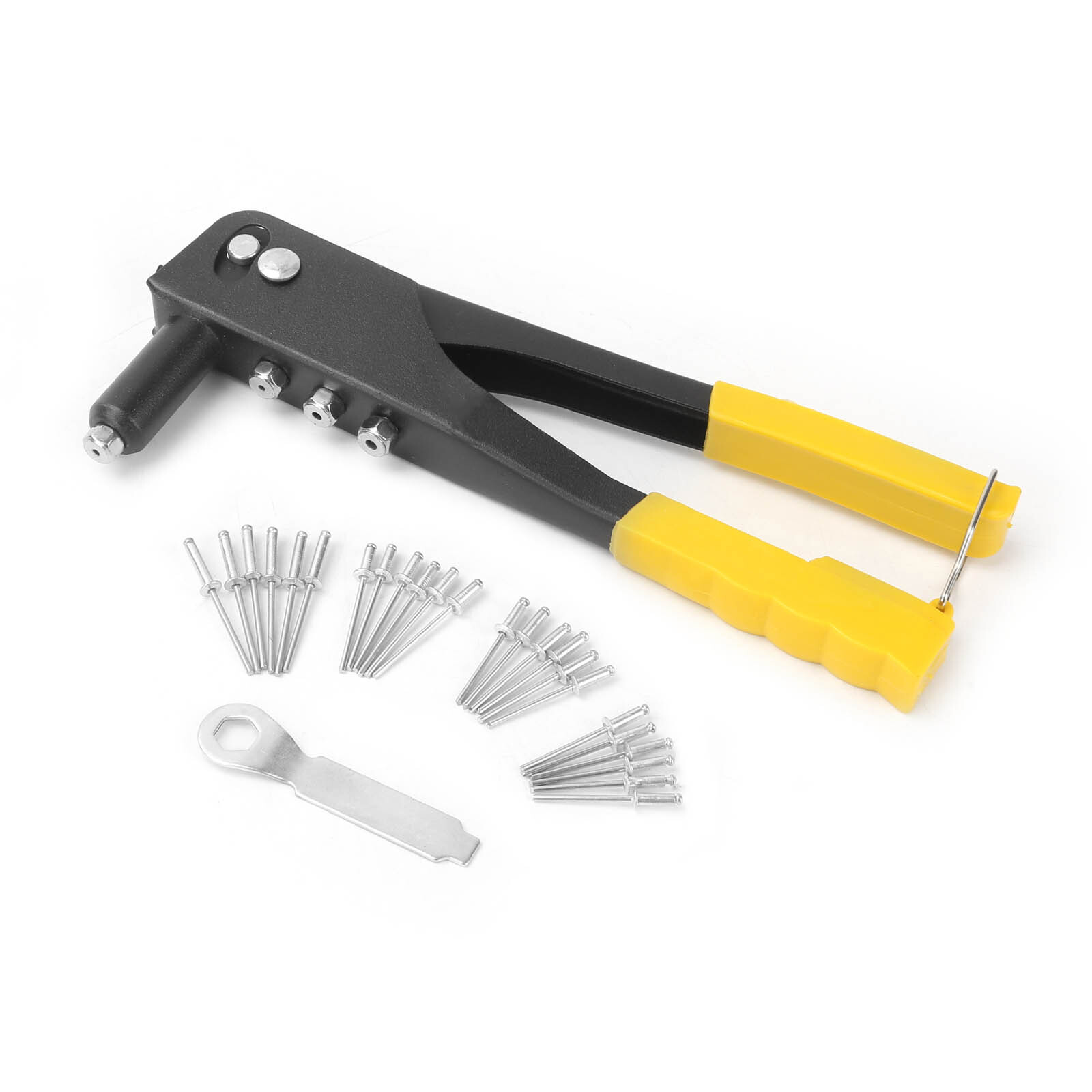 Heavy Duty Hand Rivet Gun 4 Head Nozzle Riveter Plus 1000 Assorted Pop ...