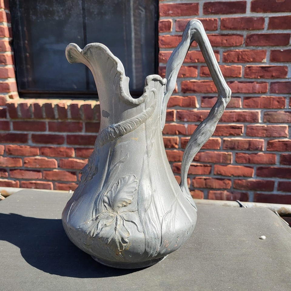 Antique Kayserzinn pewter horned Devils Head pitcher 12 1/2”tall | eBay