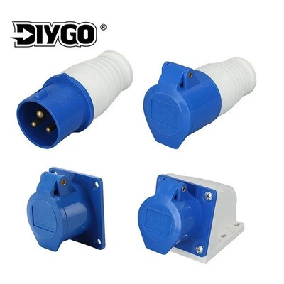 16 Amp 240V Site Trailing Plug & Socket 16A 3 Pin 240 Volt Blue Hook Up ...