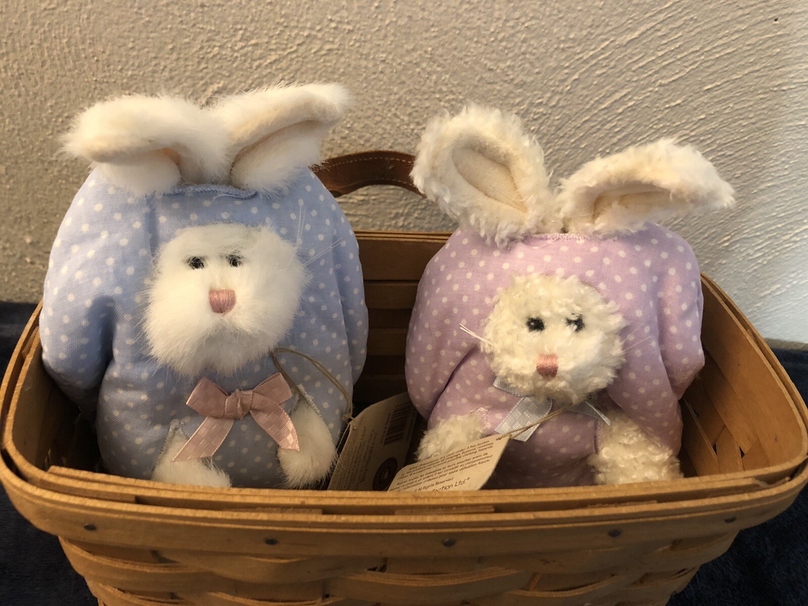 Boyds Bears BUNNY SET Hip And Hop Set of 2, 8" white bunnies EASTER EGG ...