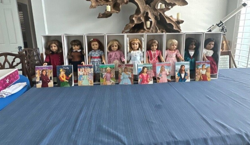 American Girl Doll Collection - 9 Dolls In Boxes With Books and ...