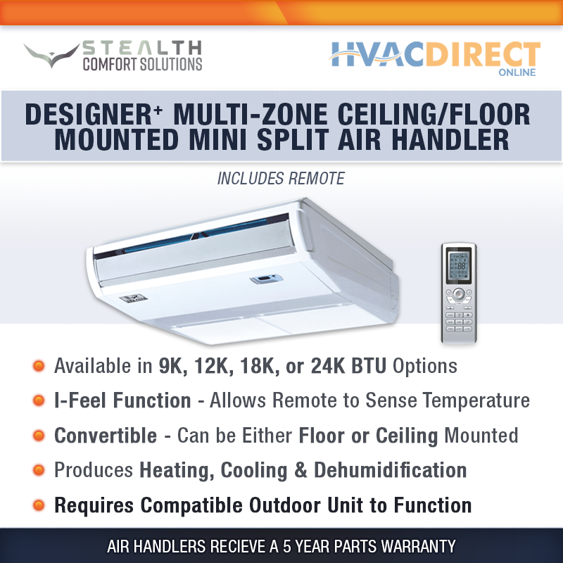 Stealth 9K, 12K, 18K, 24K BTU Multi-Zone Mini Split Floor Mount Head ...
