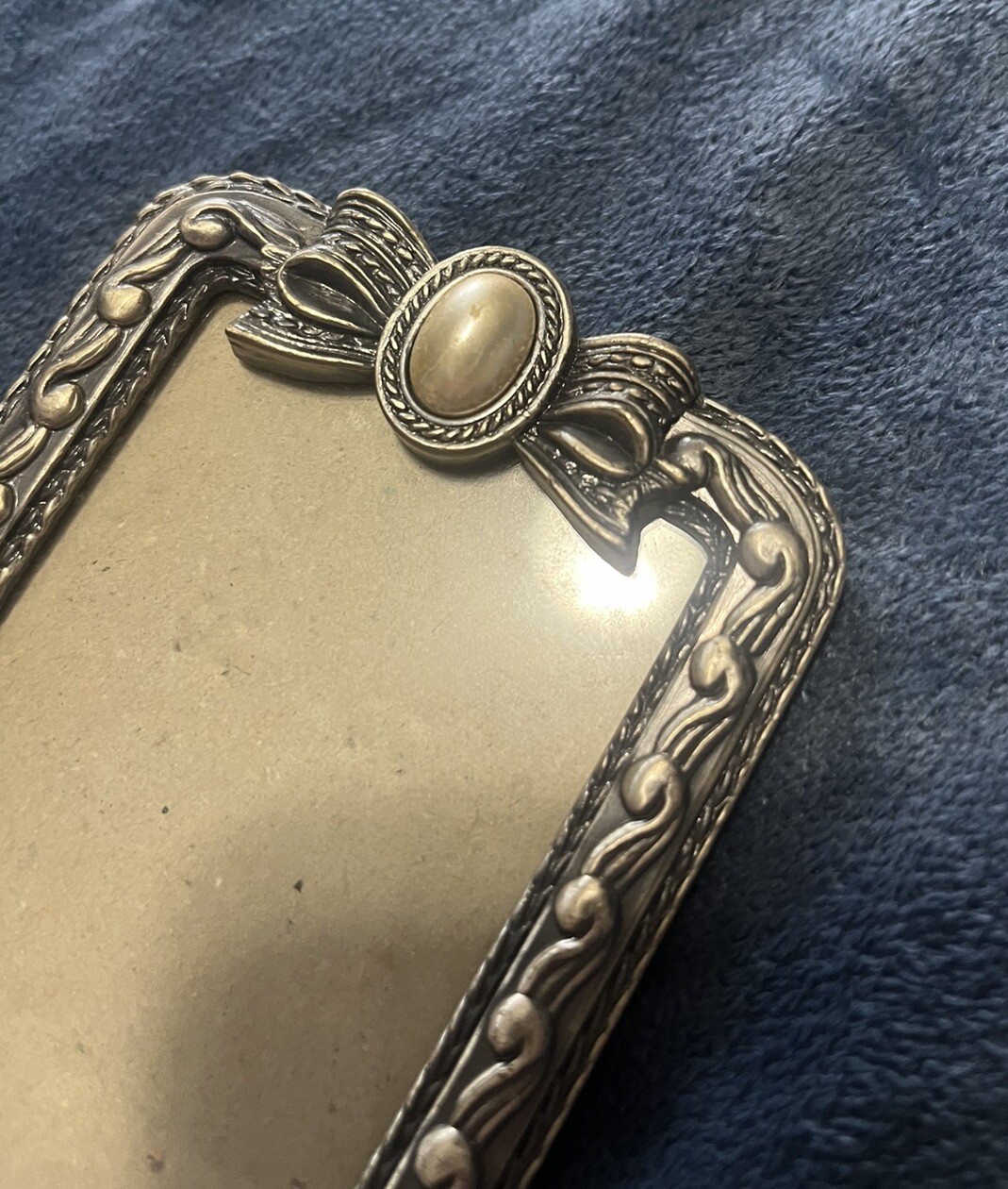 Vintage Pewter Picture Frames Pair Faux Pearl Silver Tone Small 4 x 3 ...