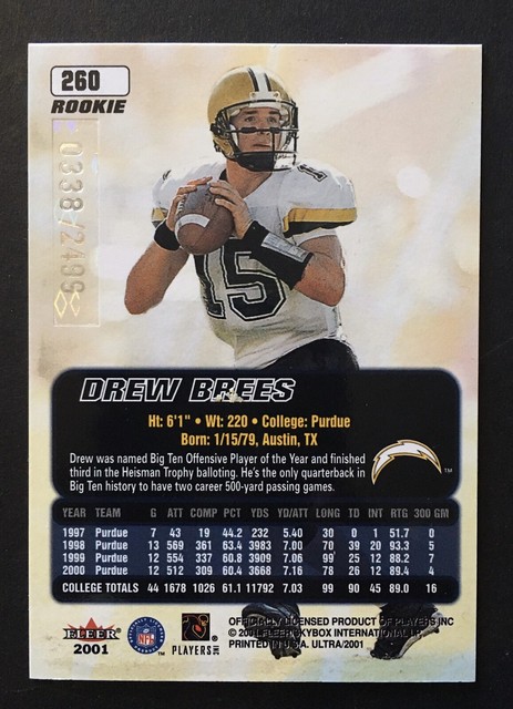 2001 Fleer Ultra - #260 Drew Brees /2499 (RC) for sale online | eBay