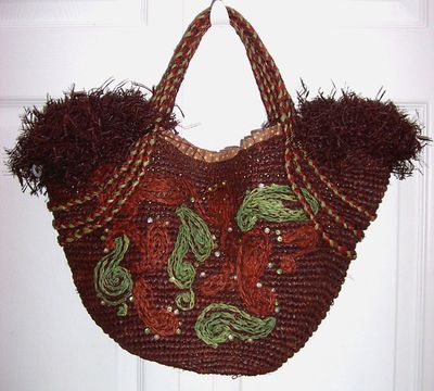 Indeed Women's Large Straw Beach Bag Tote Purse Brown & Green | eBay