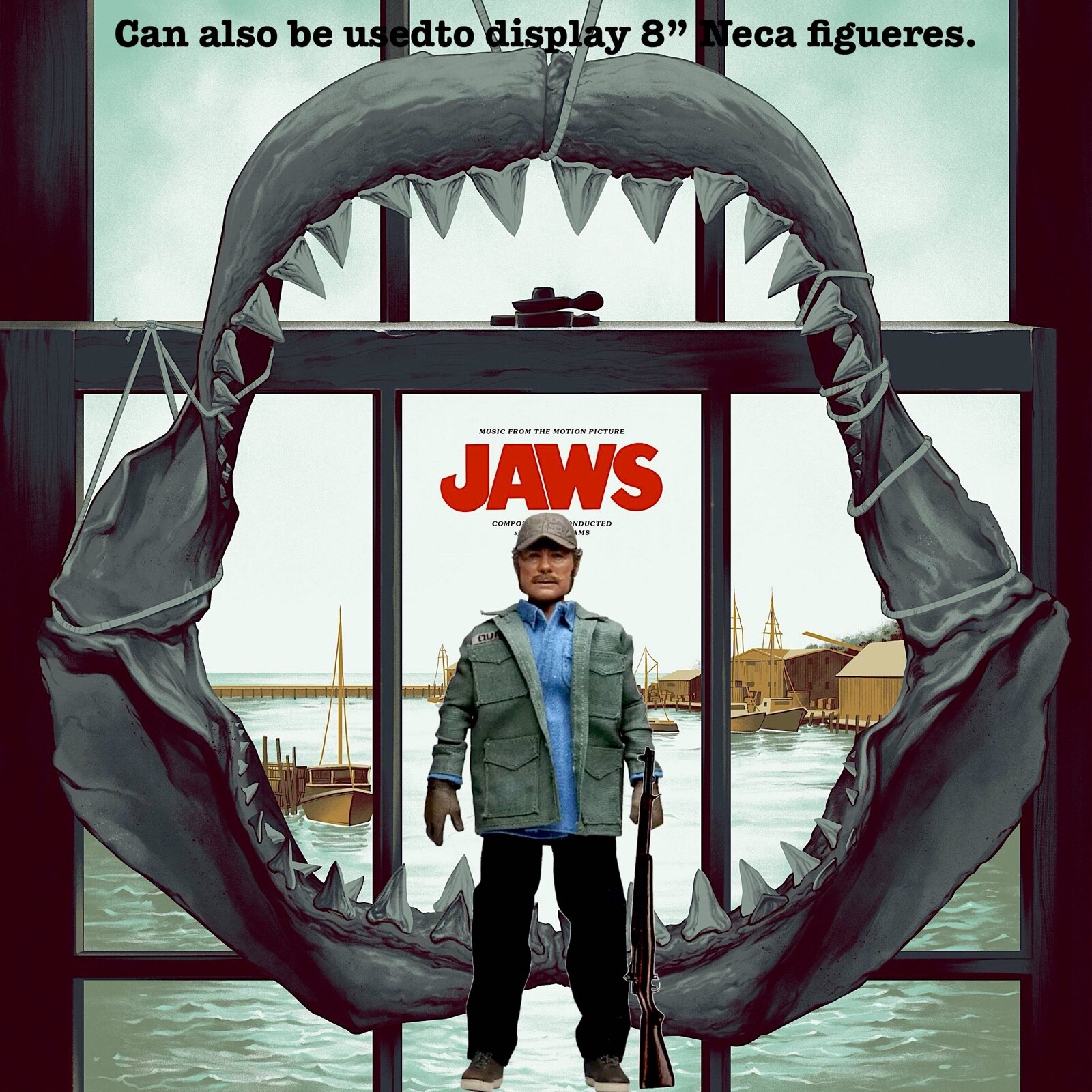 1/6 Jaws Backdrop 15"x15" - For 1/6 Quint Hooper Brody Bruce Shark NECA ...