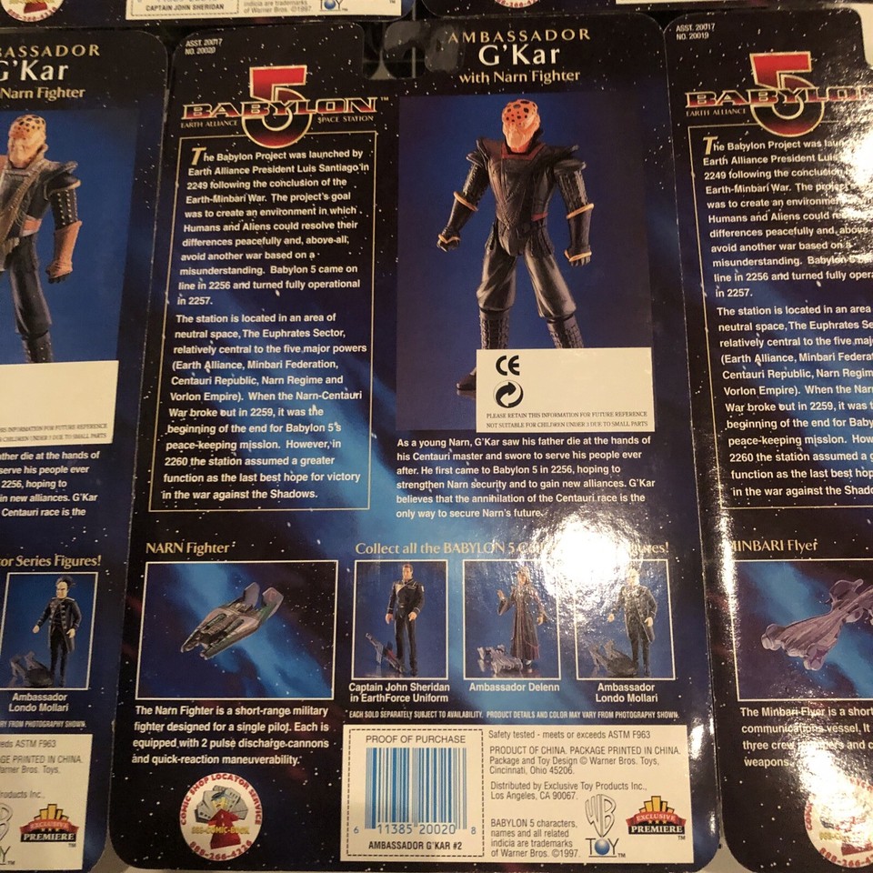 Babylon 5 Lot of 5 Figures 1997 6" Londo, G'kar and variant, Sheridan ...