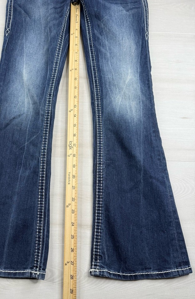 Rock Revival Boris Boot Cut Jeans Embroidered Studded Stretch Denim ...